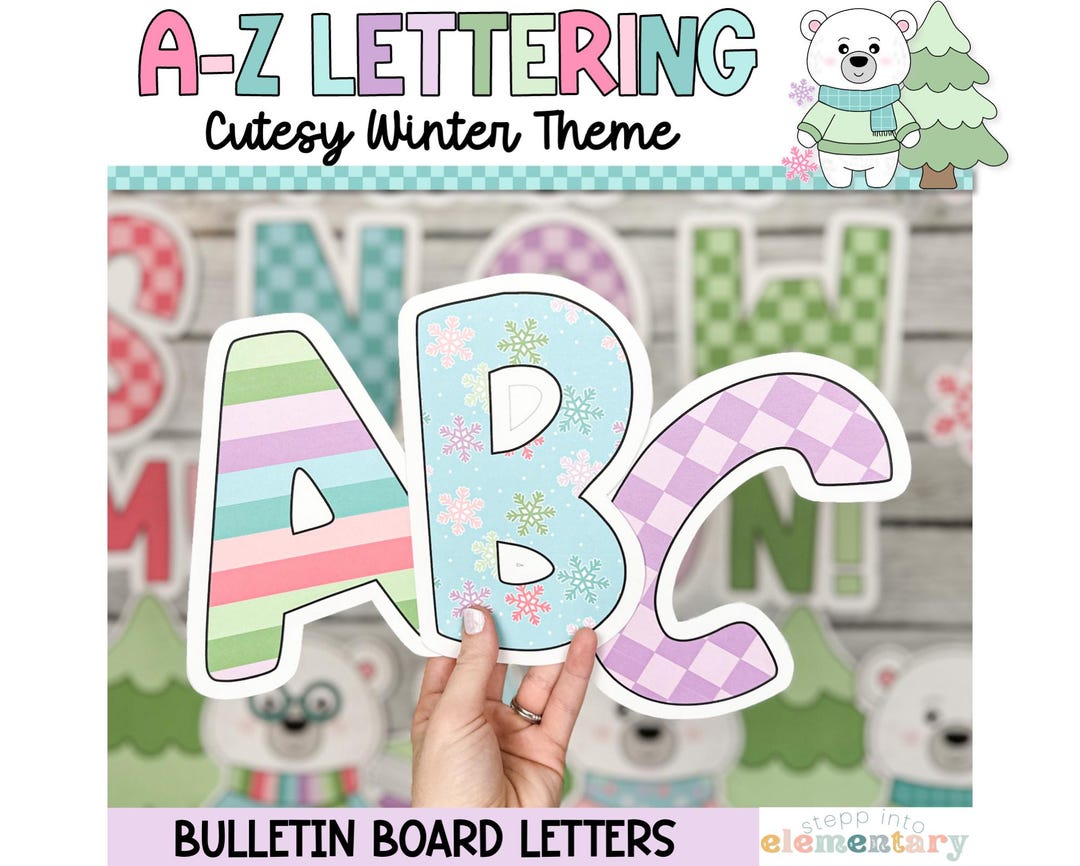 Winter Bulletin Board Letters | A-Z Cutesy Classroom Decor (PDF) - Etsy