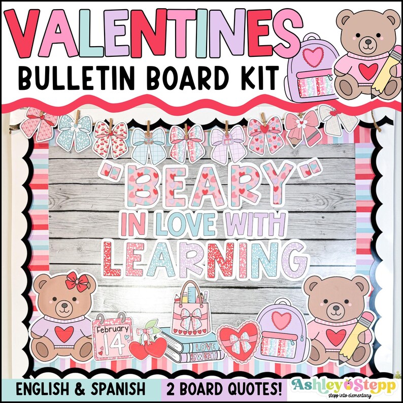 Valentine's Day Bulletin Board Kit | Beary Sweet Classroom Decor ...