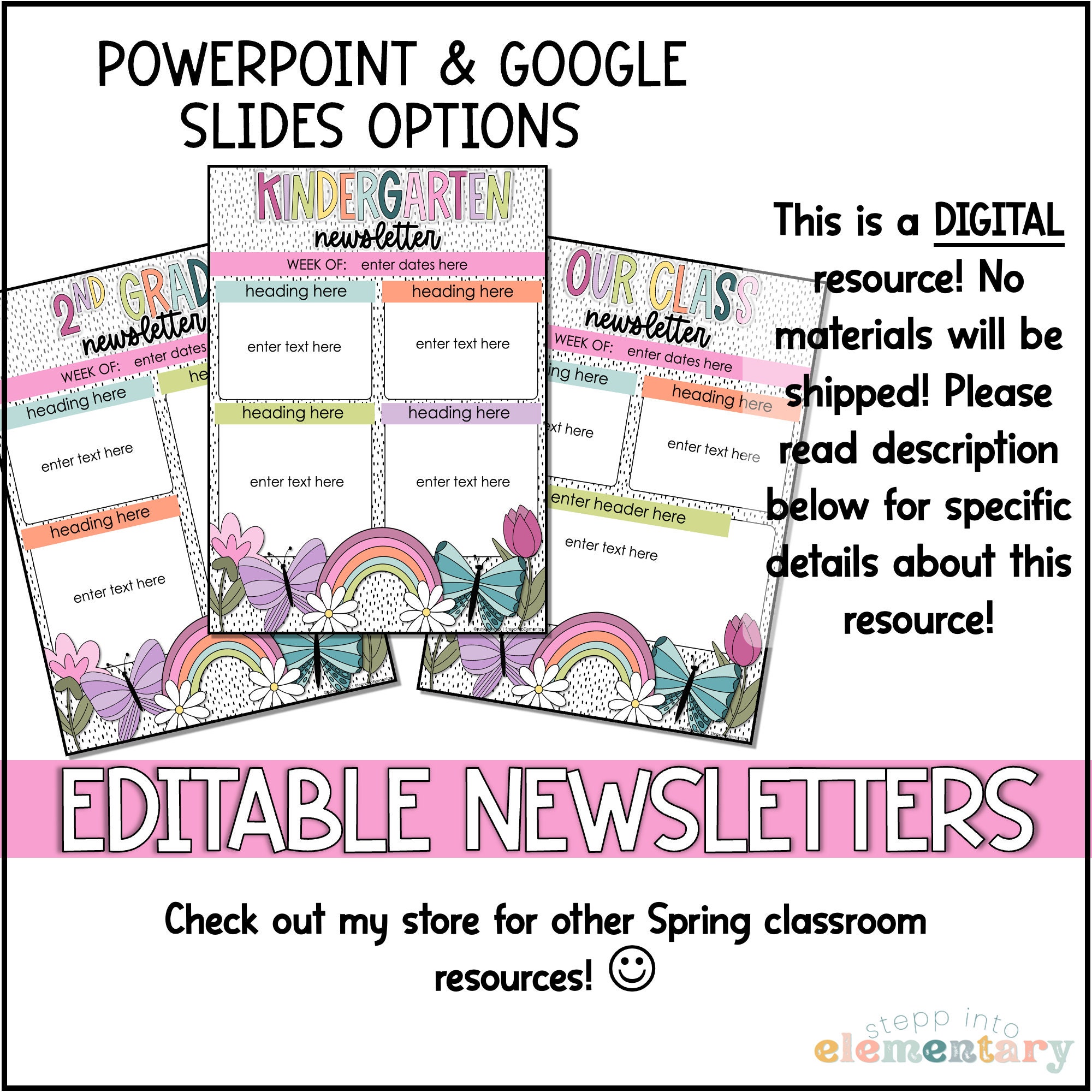 Spring Newsletter Templates | Classroom Calendar (powerpoint or Google ...