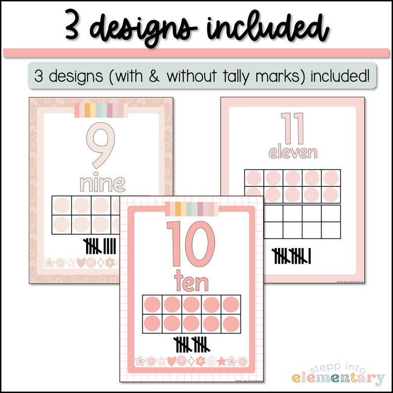 Pastel Doodles Number Posters 0-20 | Editable Math Decor (digital ...