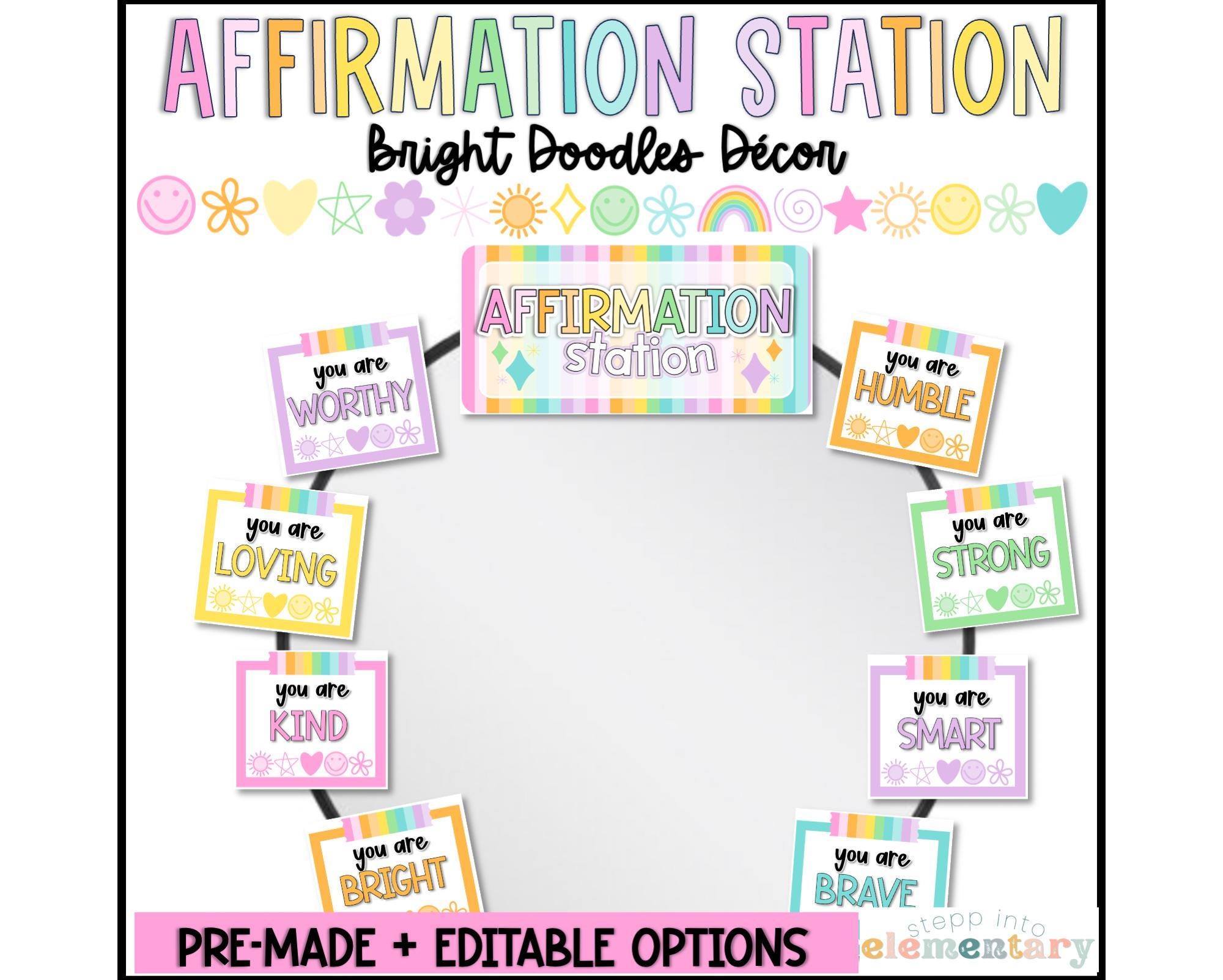 Bright Doodles Affirmation Station | Student Affirmations | Editable ...