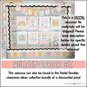 Pastel Doodles Bulletin Board Border Set | Pastel Classroom Decor ...