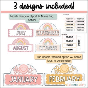 Pastel Doodles Student Birthday Display | Student Birthdays | Bulletin ...