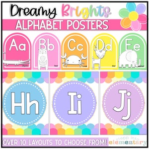 Dreamy Brights Alphabet Posters | Print + Cursive Alphabet | Editable ...
