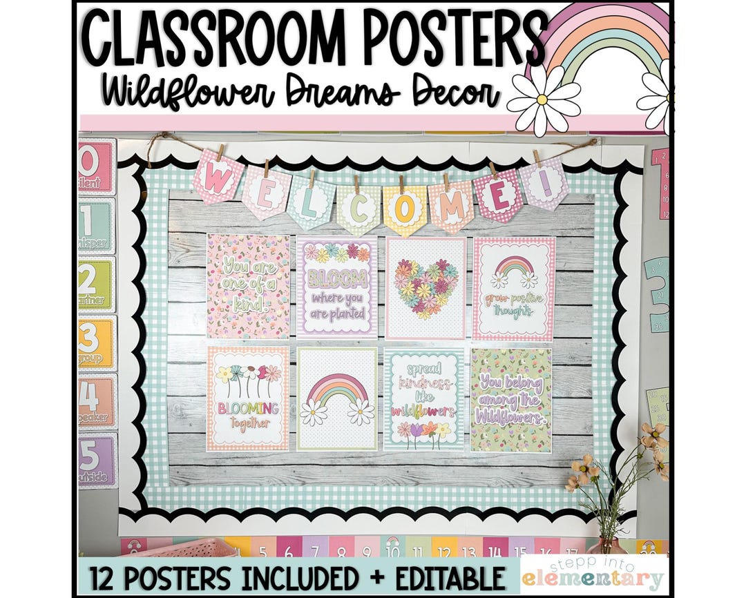 Wildflower Dreams Classroom Posters Set | Bulletin Board | Trendy ...