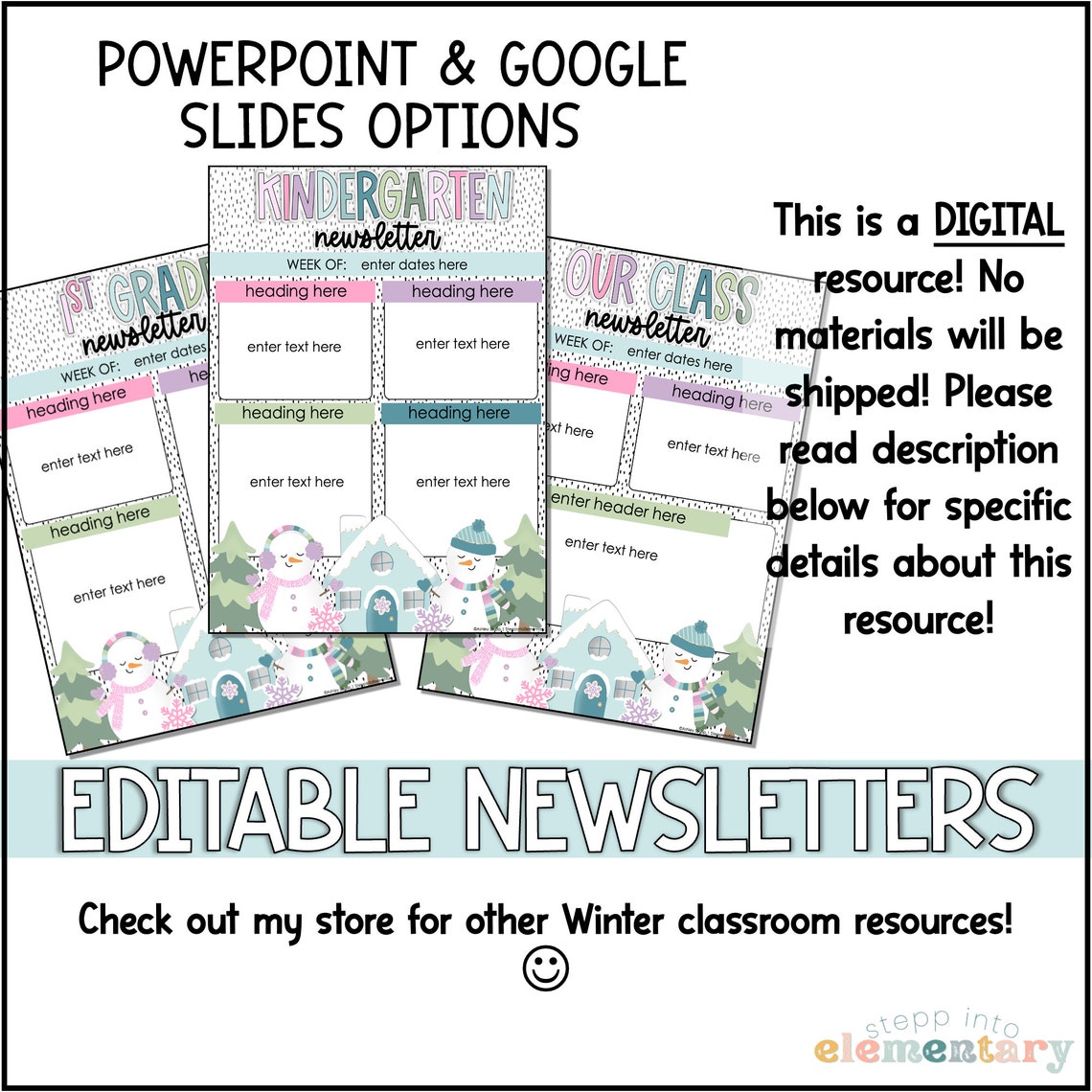 Winter Classroom Newsletter Templates | Editable, Trendy (powerpoint or ...