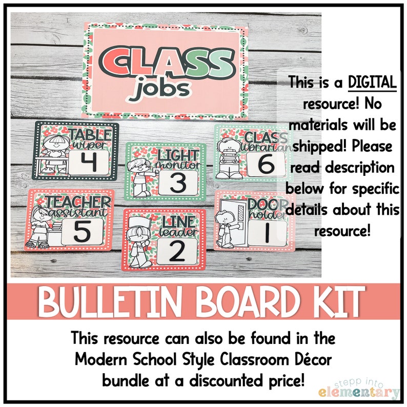 Modern School Style Classroom Jobs Display | Editable Cards (digital ...