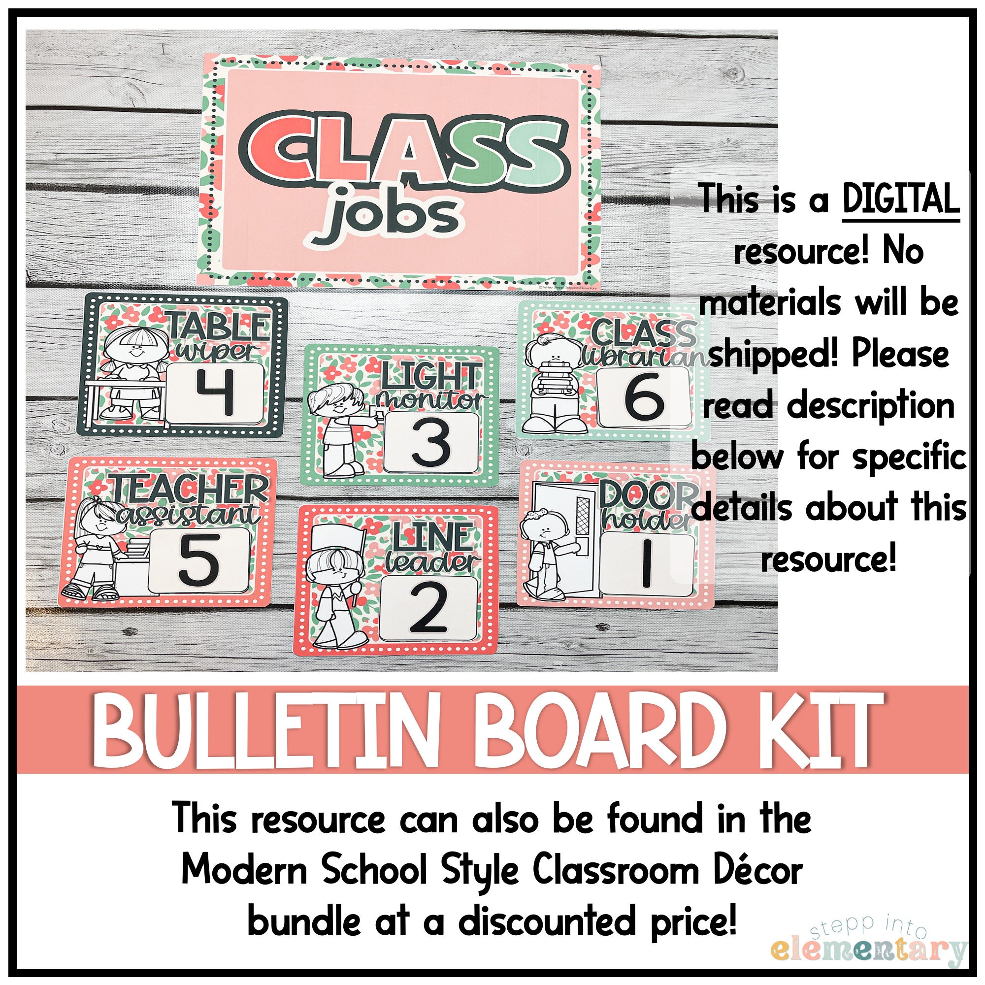 Modern School Style Classroom Jobs Display | Editable Cards (digital ...