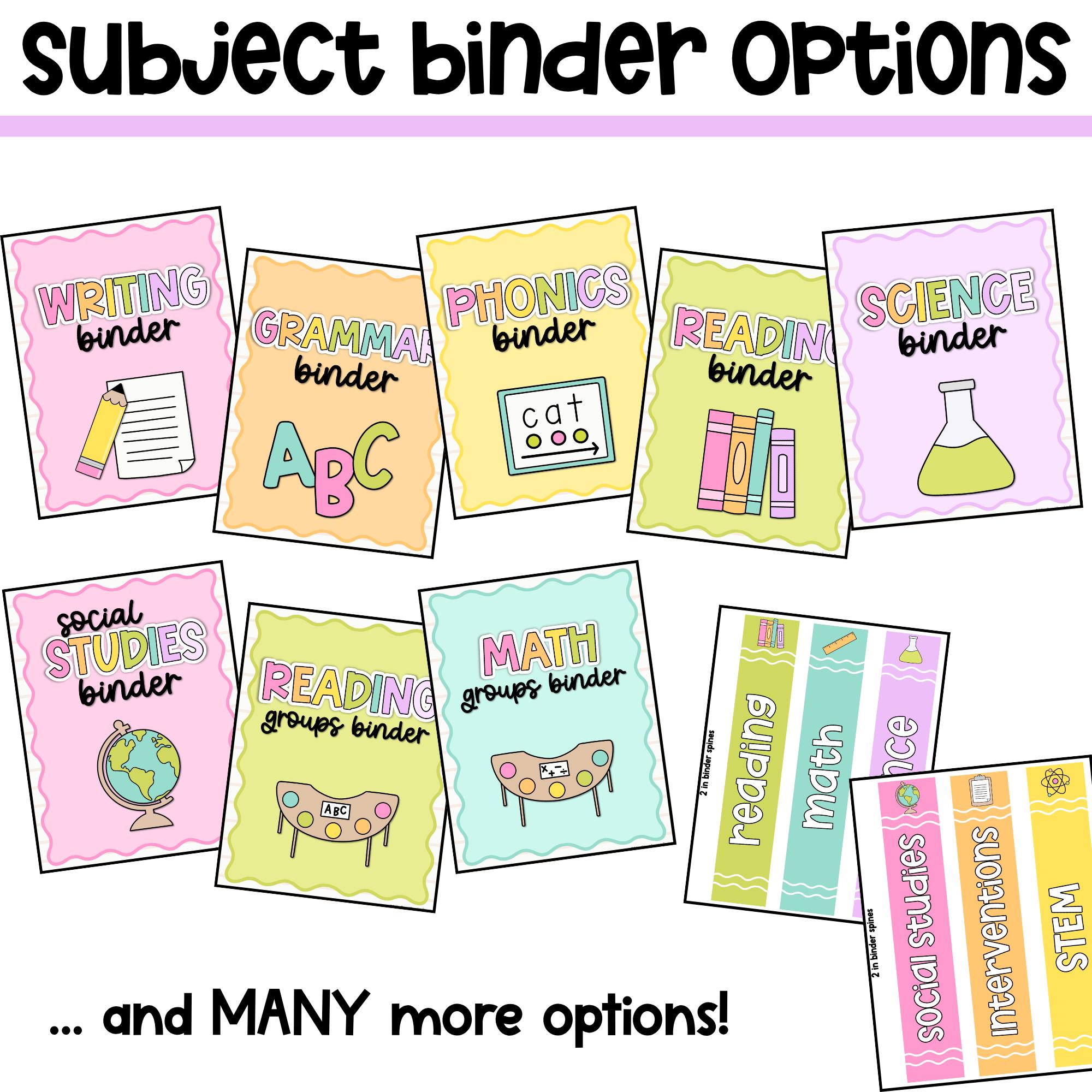 Cutesy Brights Binder Covers & Spines | Editable | Pastel+ Bright ...