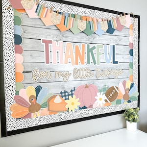 Thanksgiving Bulletin Board Kit | NEUTRAL Version | Trendy Thanksgiving ...