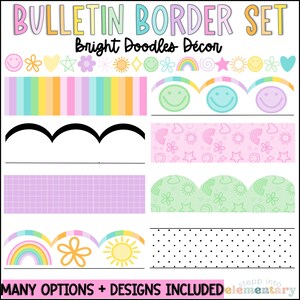 Bright Doodles Bulletin Board Border Set | Bright Classroom Decor ...