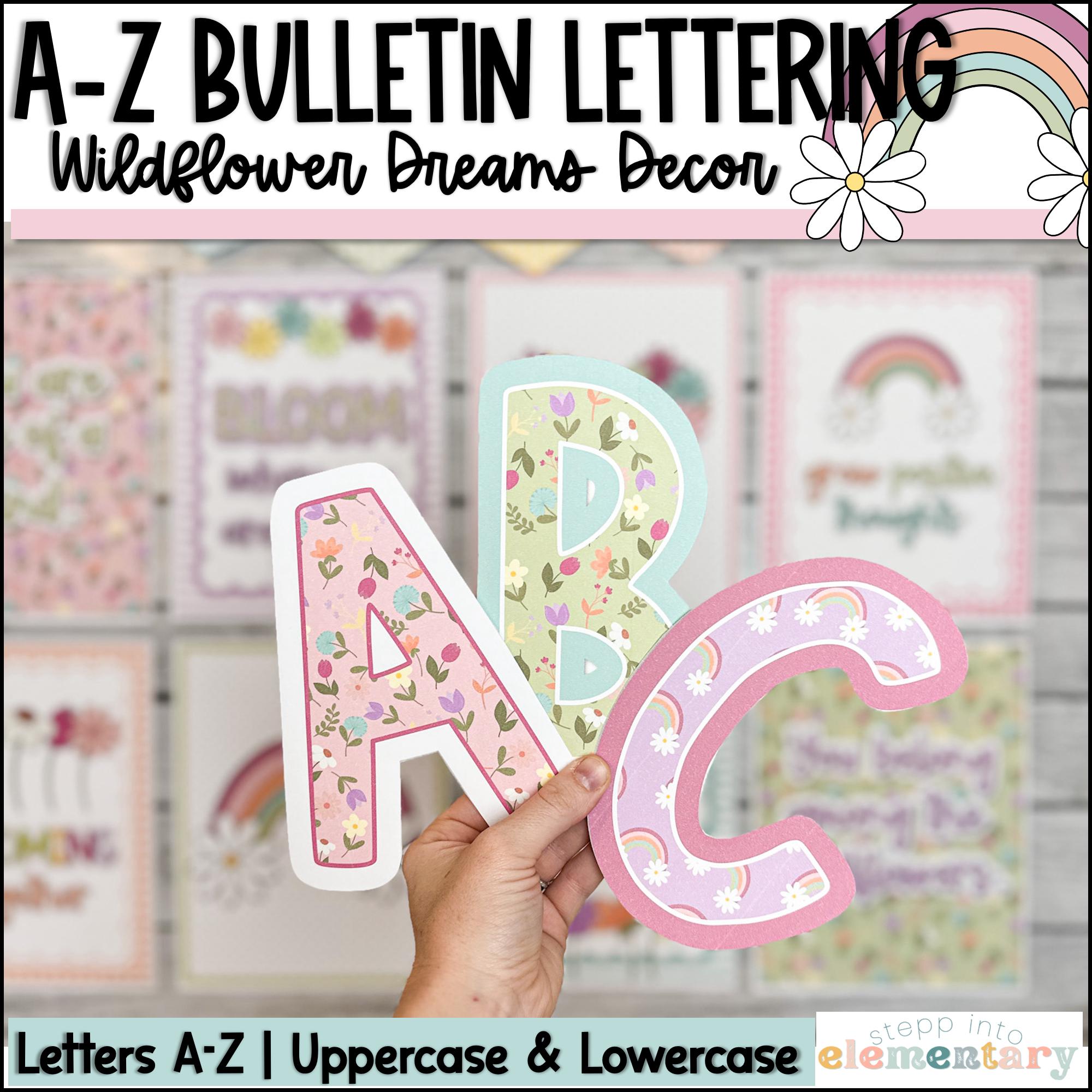 A-Z Bulletin Board Lettering | Wildflower Dreams Decor | Bulletin Board ...