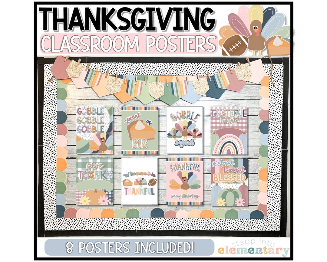 Thanksgiving Classroom Posters Set | Trendy Thanksgiving Decorations ...
