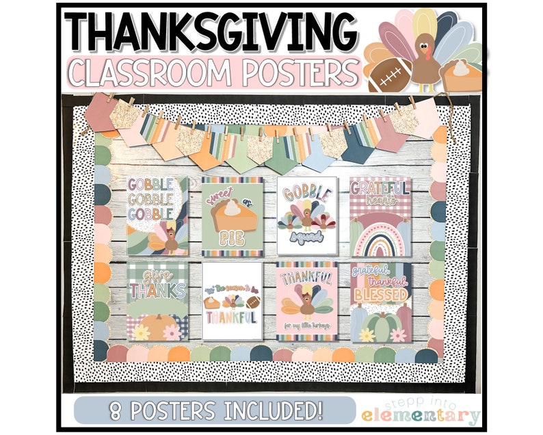 Trendy Thanksgiving Classroom Posters | Neutral Decor (digital Download ...