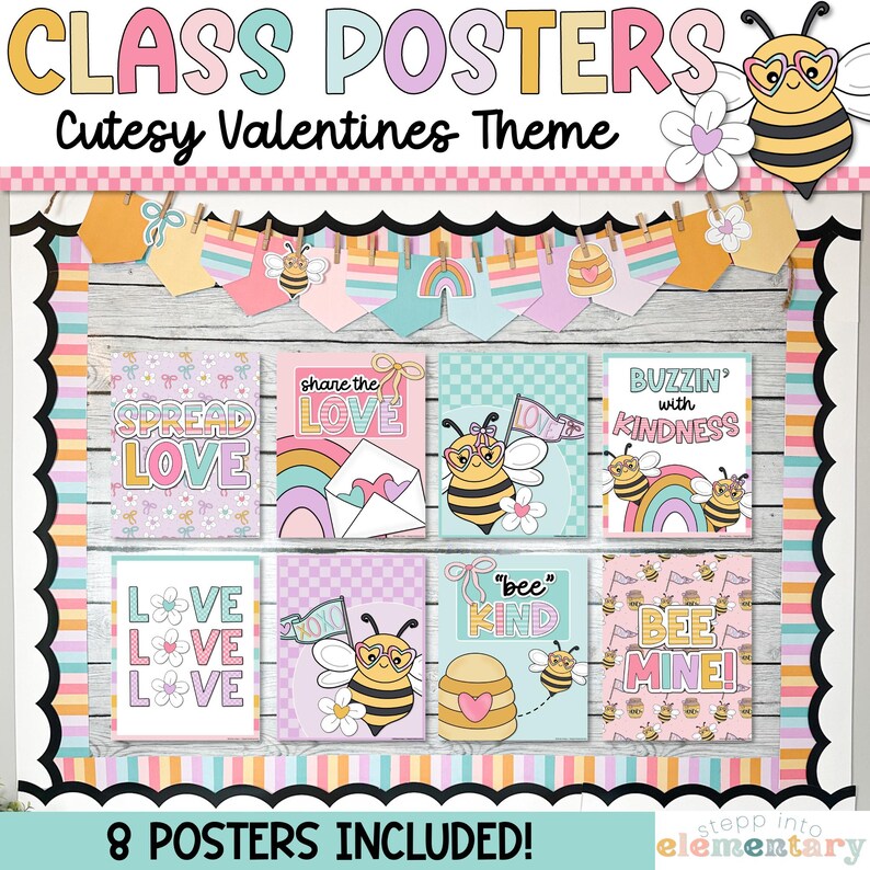 Cutesy Valentines Classroom Posters | Bulletin Board Decor (PDF) - Etsy