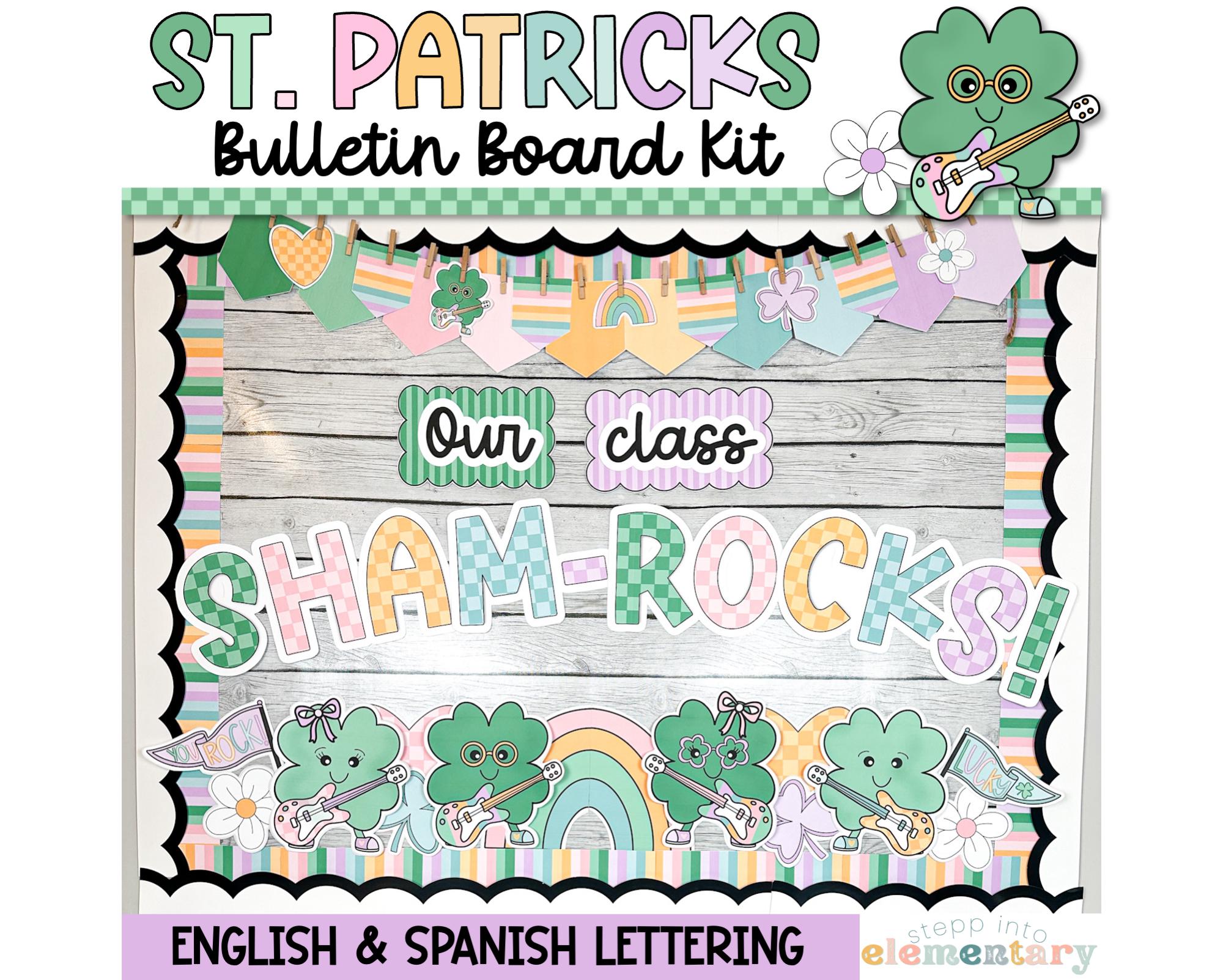 St. Patrick's Day Bulletin Board Kit | Shamrock Classroom Decor ...