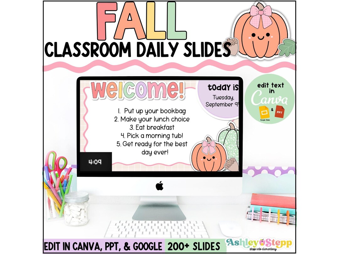 Fall Classroom Daily Slides | Teacher Organization (digital) - Etsy