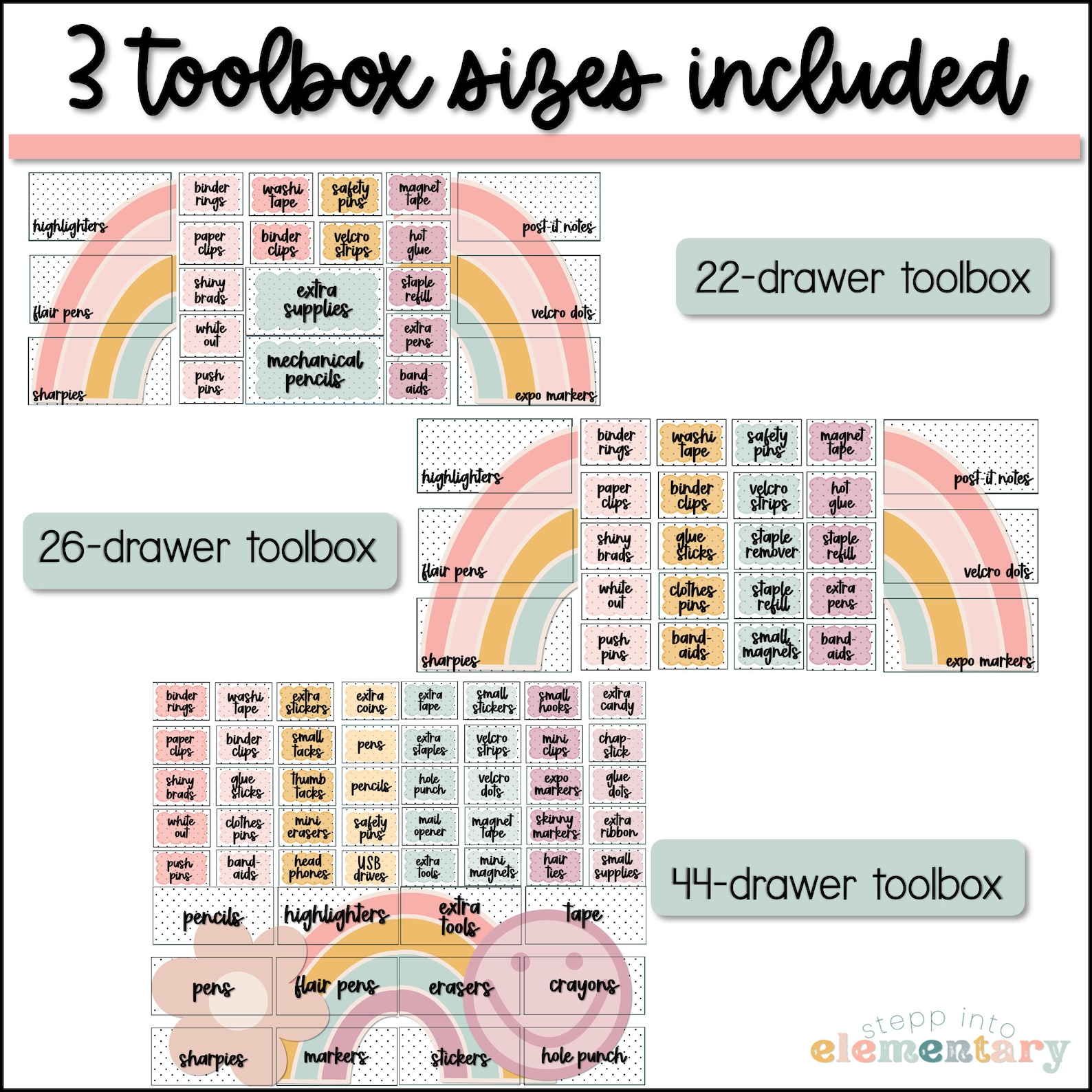Pastel Doodles Teacher Toolbox Labels | Editable Classroom Organization ...