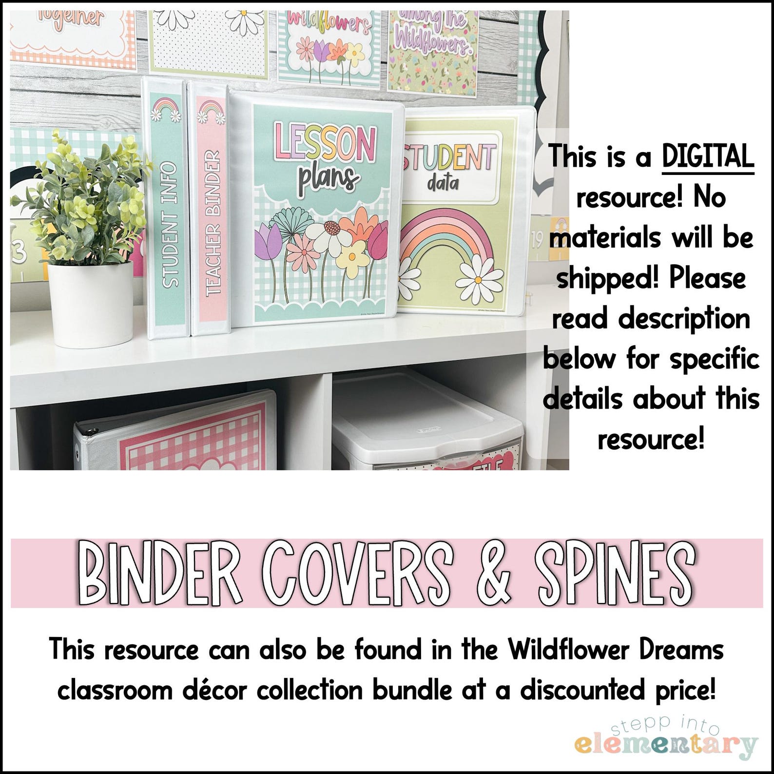 Wildflower Dreams Binder Covers & Spines | Editable | Trendy + Modern ...