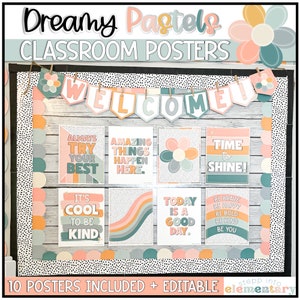 Dreamy Pastels Classroom Posters Set | Bulletin Board | Trendy + Pastel ...