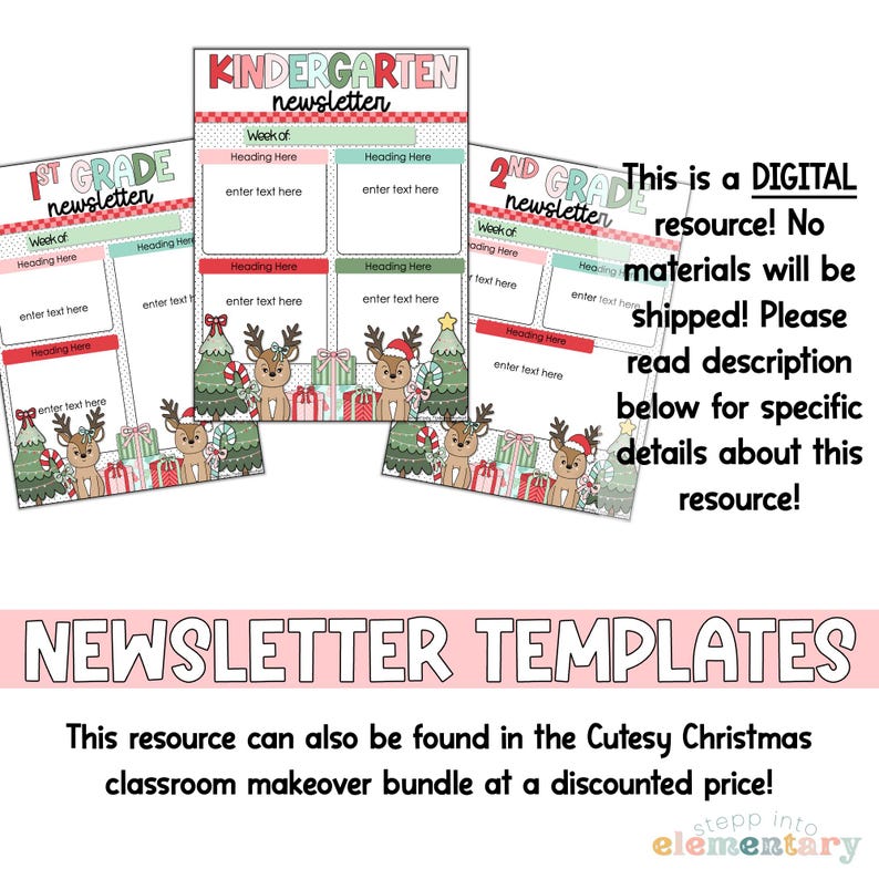 Christmas Classroom Newsletter Templates | Editable December Calendar ...