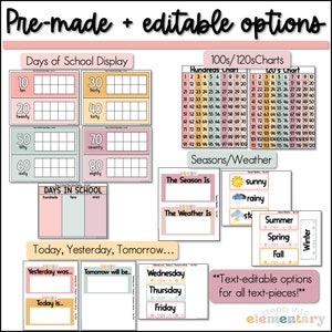 Pastel Doodles Classroom Calendar Set | Pocket Chart Decor (digital ...