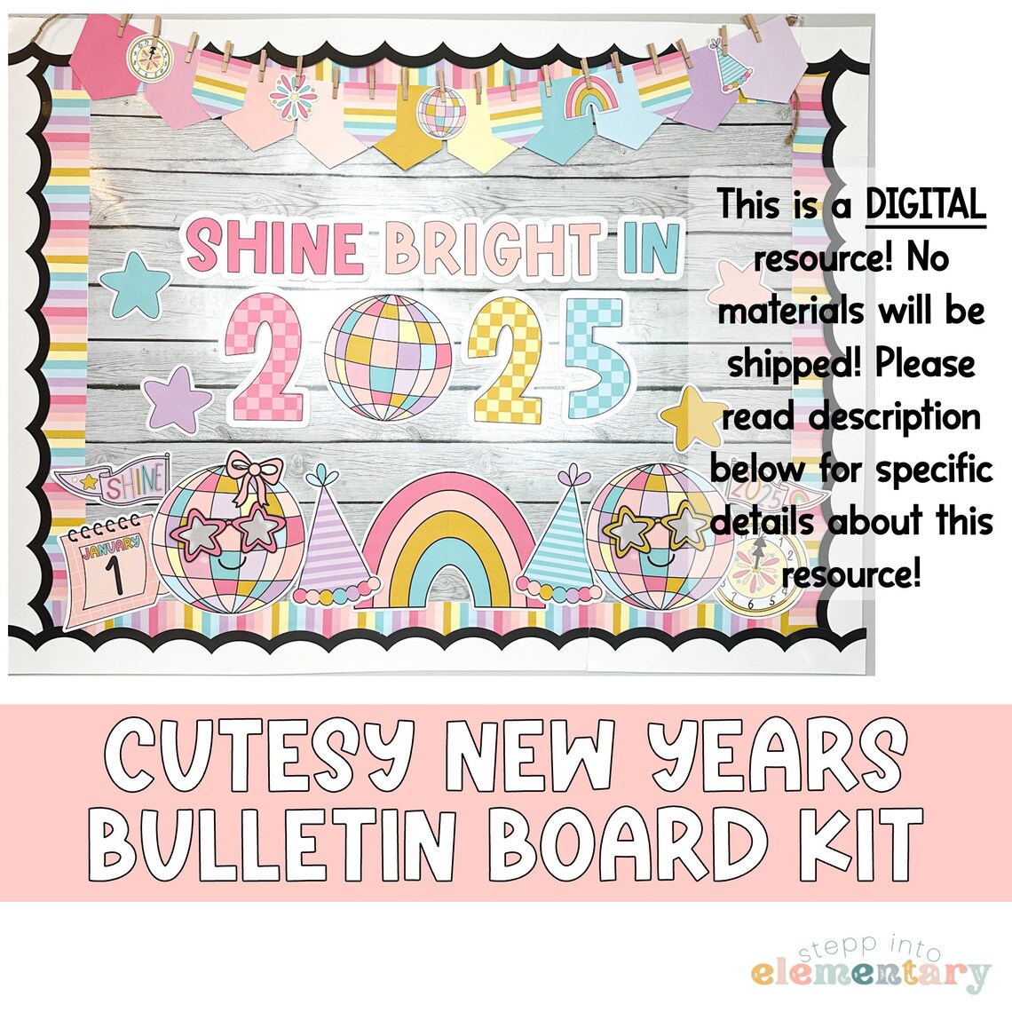 New Years Bulletin Board Kit | Cutesy New Years Decor | Bulletin Board ...