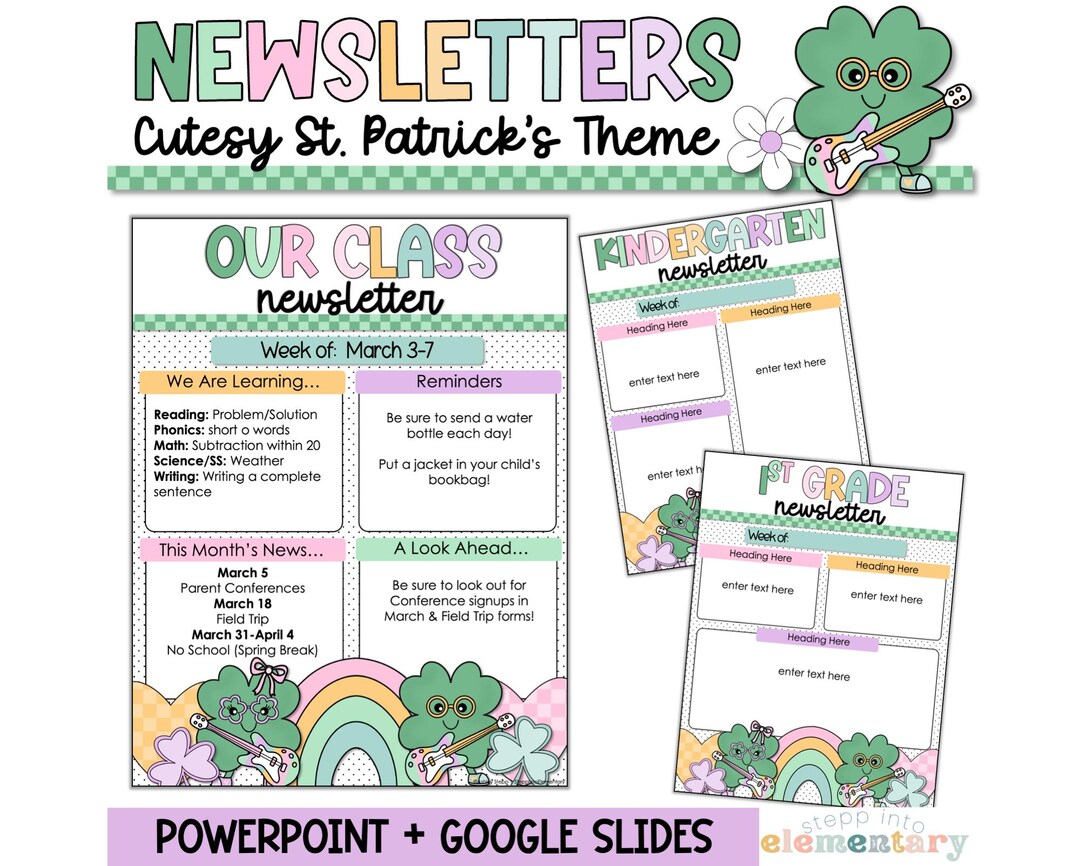 St. Patrick's Day Classroom Newsletter Templates | Editable March ...