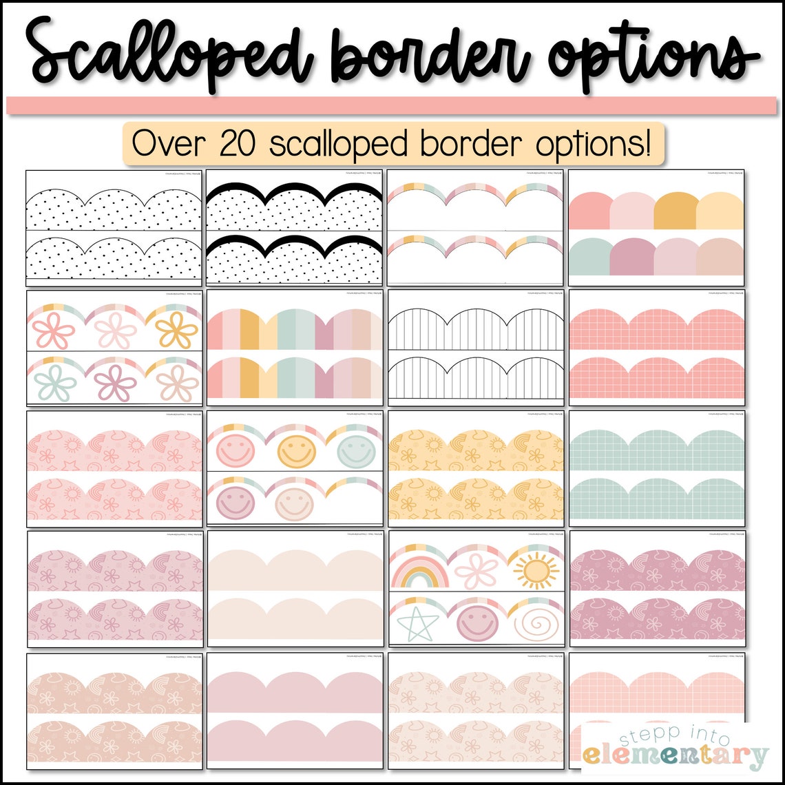 Pastel Doodles Bulletin Board Border Set | Pastel Classroom Decor ...