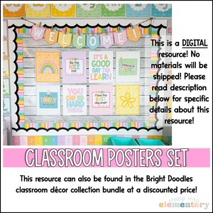 Bright Doodles Classroom Posters | Bulletin Board Decor (digital ...