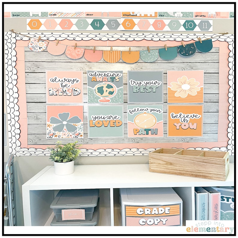 Floral Boho Bulletin Board Kit Inspirational Classroom - Etsy