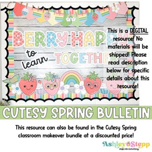 Strawberry Spring Bulletin Board Kit | Cutesy Classroom Decor (digital ...