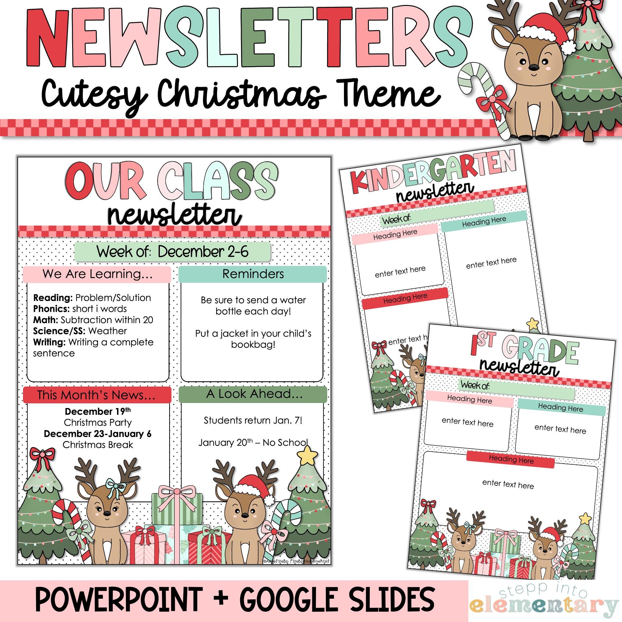 Christmas Classroom Newsletter Templates | Editable December Calendar ...