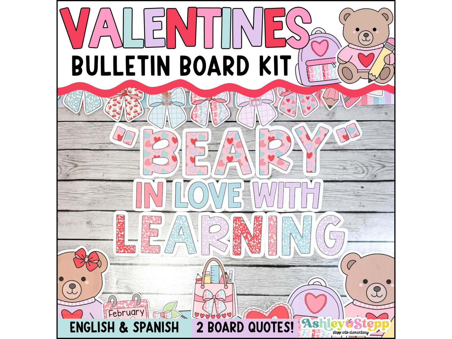 Valentine's Day Bulletin Board Kit | Beary Sweet Classroom Decor ...