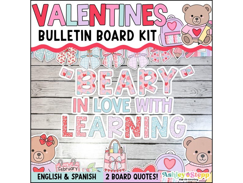 Valentine's Day Bulletin Board Kit | Beary Sweet Classroom Decor ...