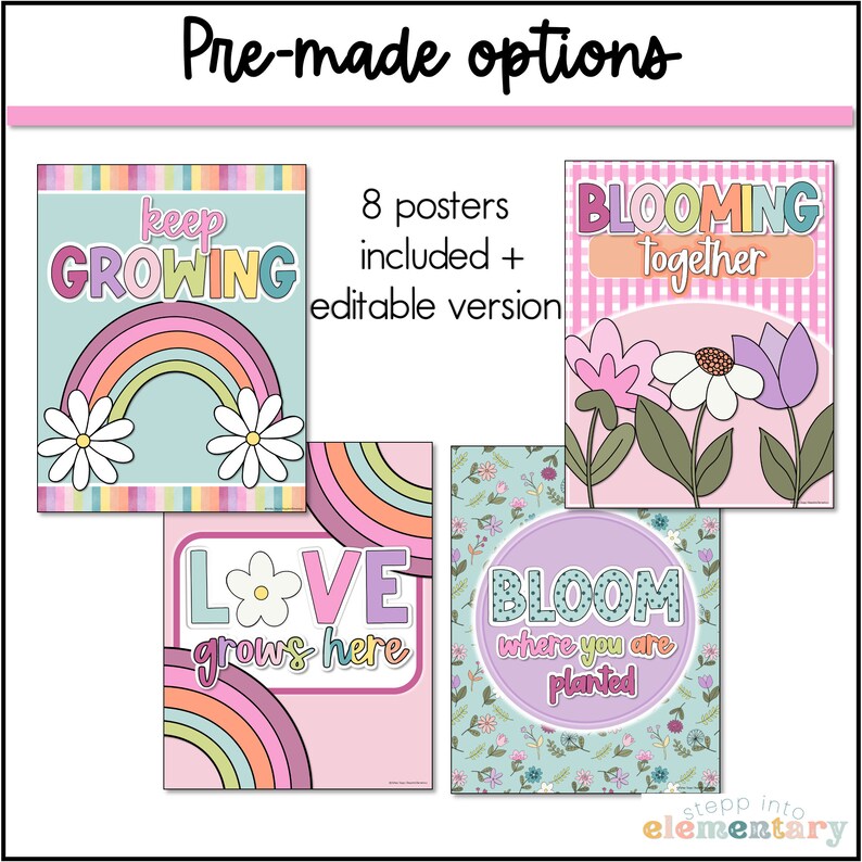 Spring Classroom Posters Set | Wildflower, Butterfly Theme (digital ...