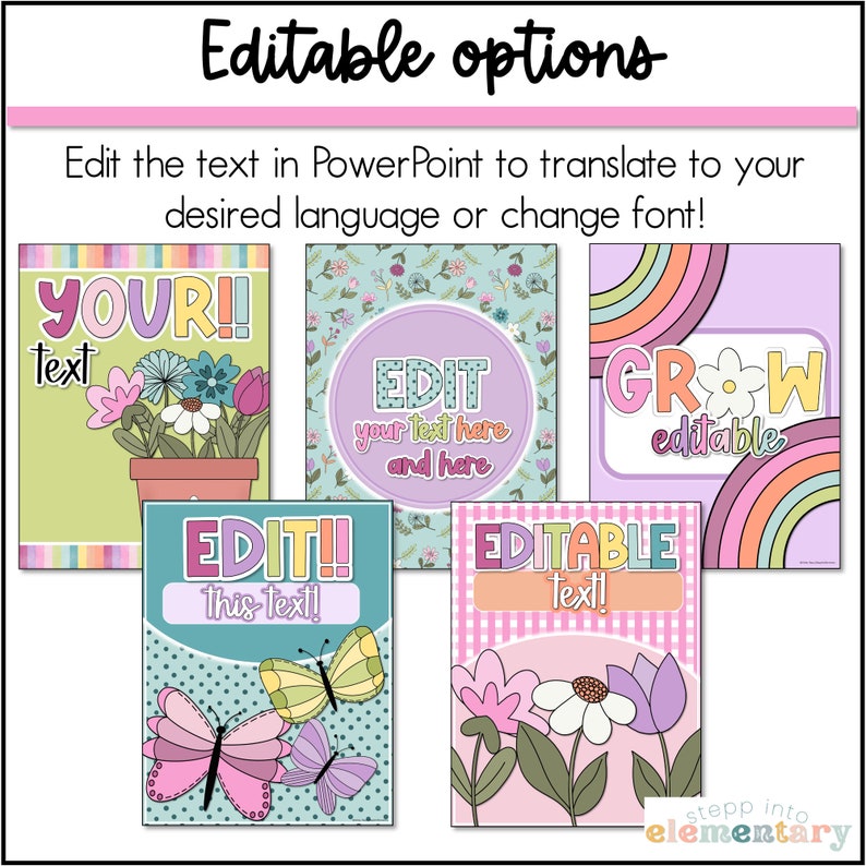 Spring Classroom Posters Set | Wildflower, Butterfly Theme (digital ...