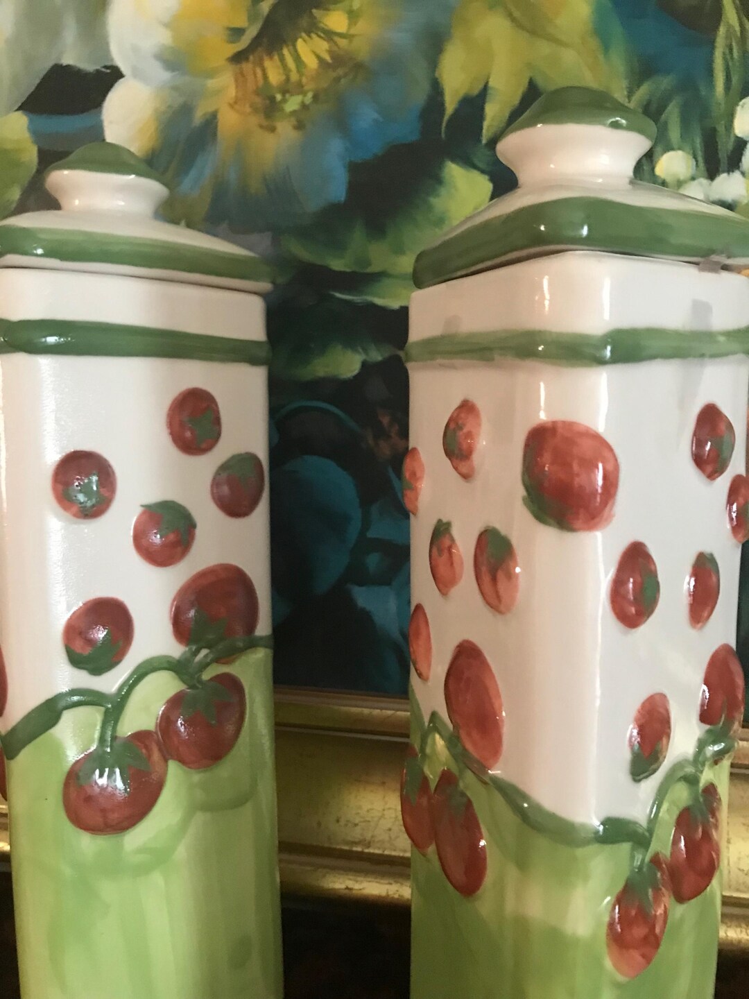 2 Sets Ceramic Spaghetti Pasta Equilateral Triangle Hand Painted Jar - Etsy