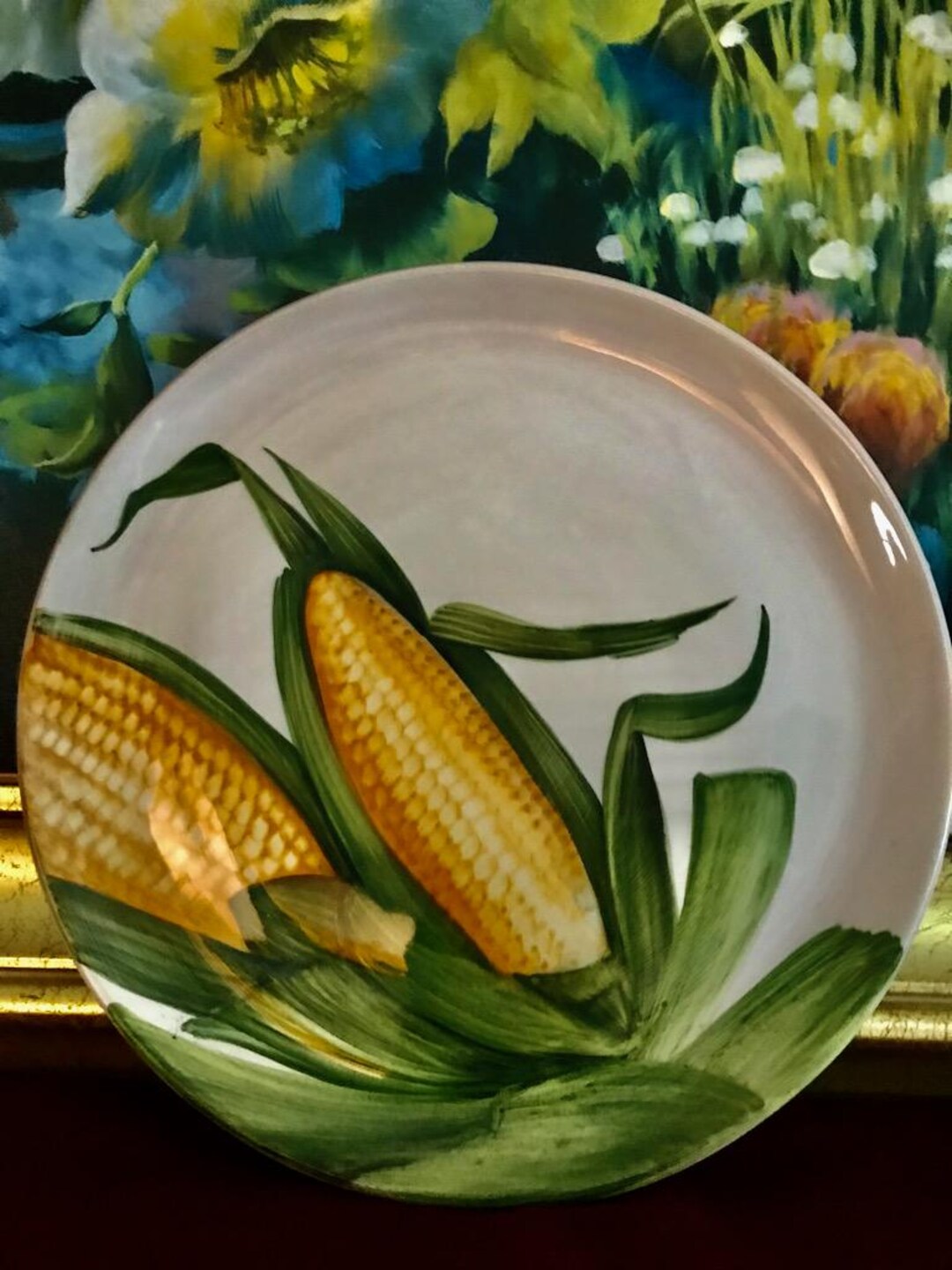 Large Round Vintage Creations Bailey Corn Pattern Platter Dish - Etsy