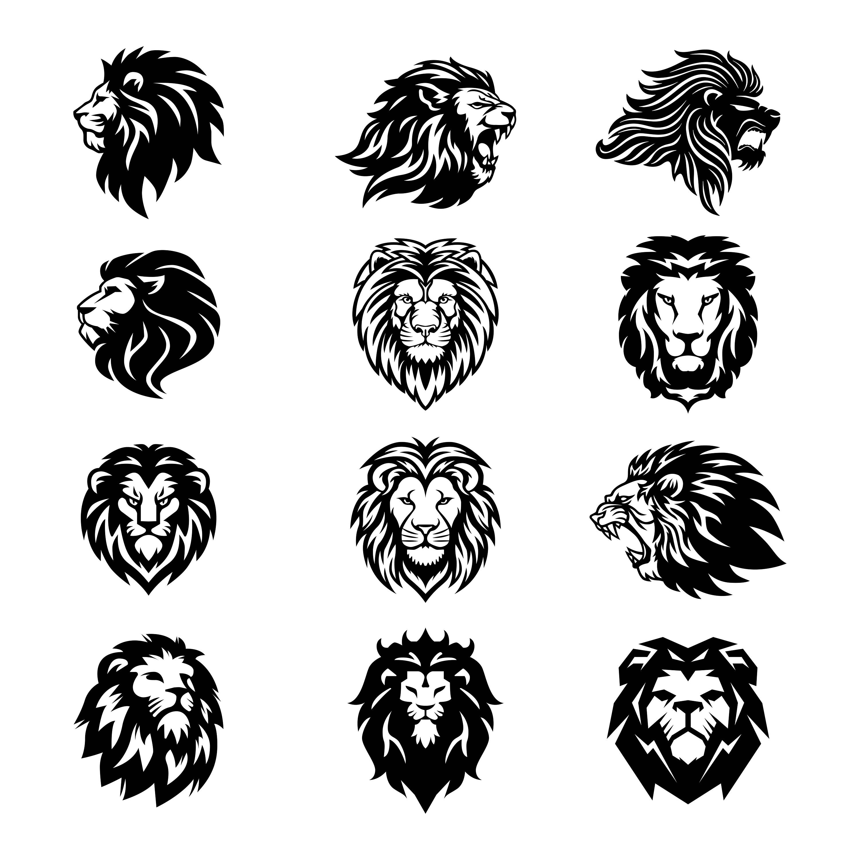 Lion Head Svg Files Animal Face for Lasercut Lion Head Silhoutte ...