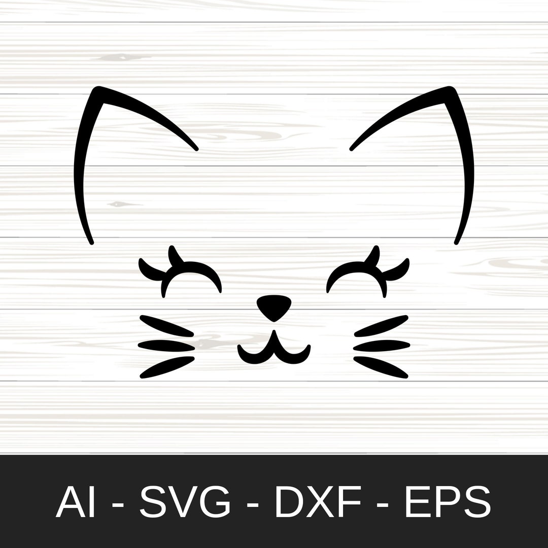 Cat Face Svg Files for Cricut Cute Cat Head Cartoon Cat Illustration ...