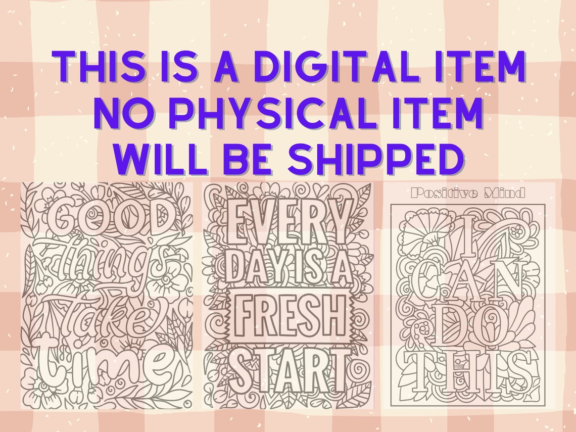 50 Positive Mind Coloring Pages, Instant Download Motivational Coloring ...