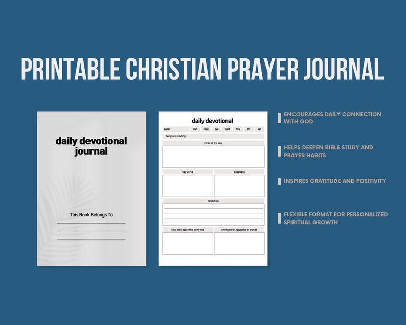 Daily Devotional Journal Printable Christian Prayer Journal Bible Study ...