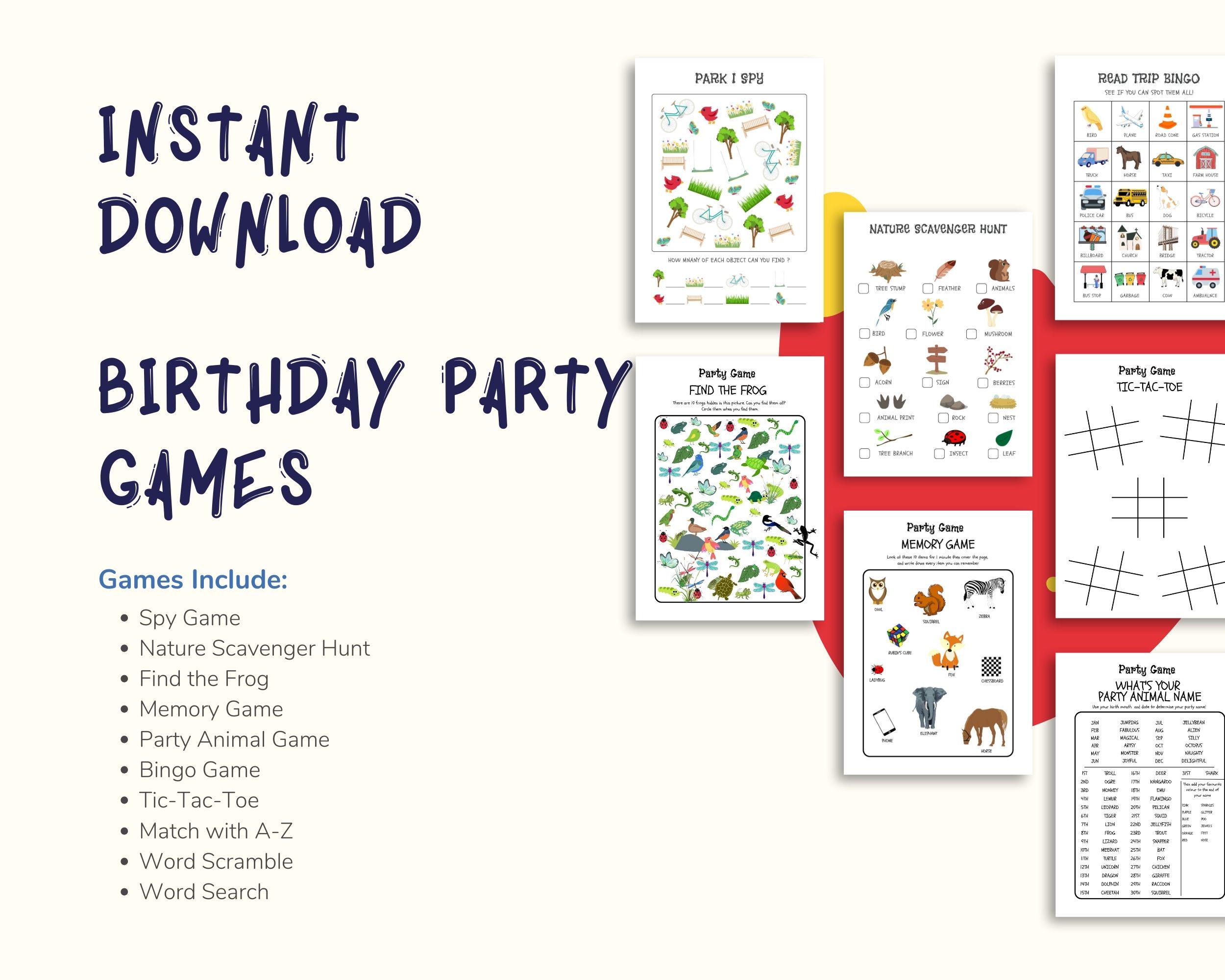 Kids Birthday Party Game Printable, Fun Birthday Game for Kids, Instant ...