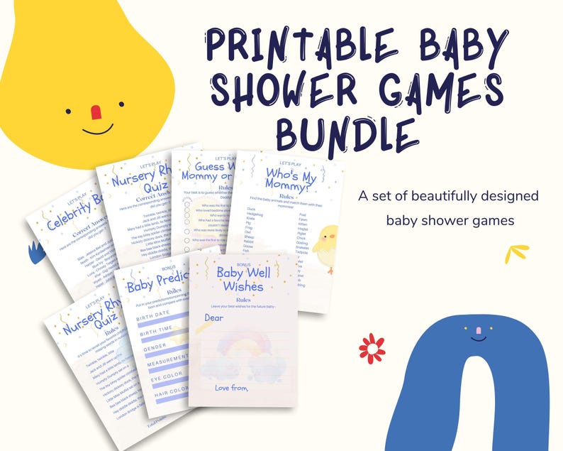 Printable Baby Shower Games Bundle | Fun & Interactive Baby Shower ...