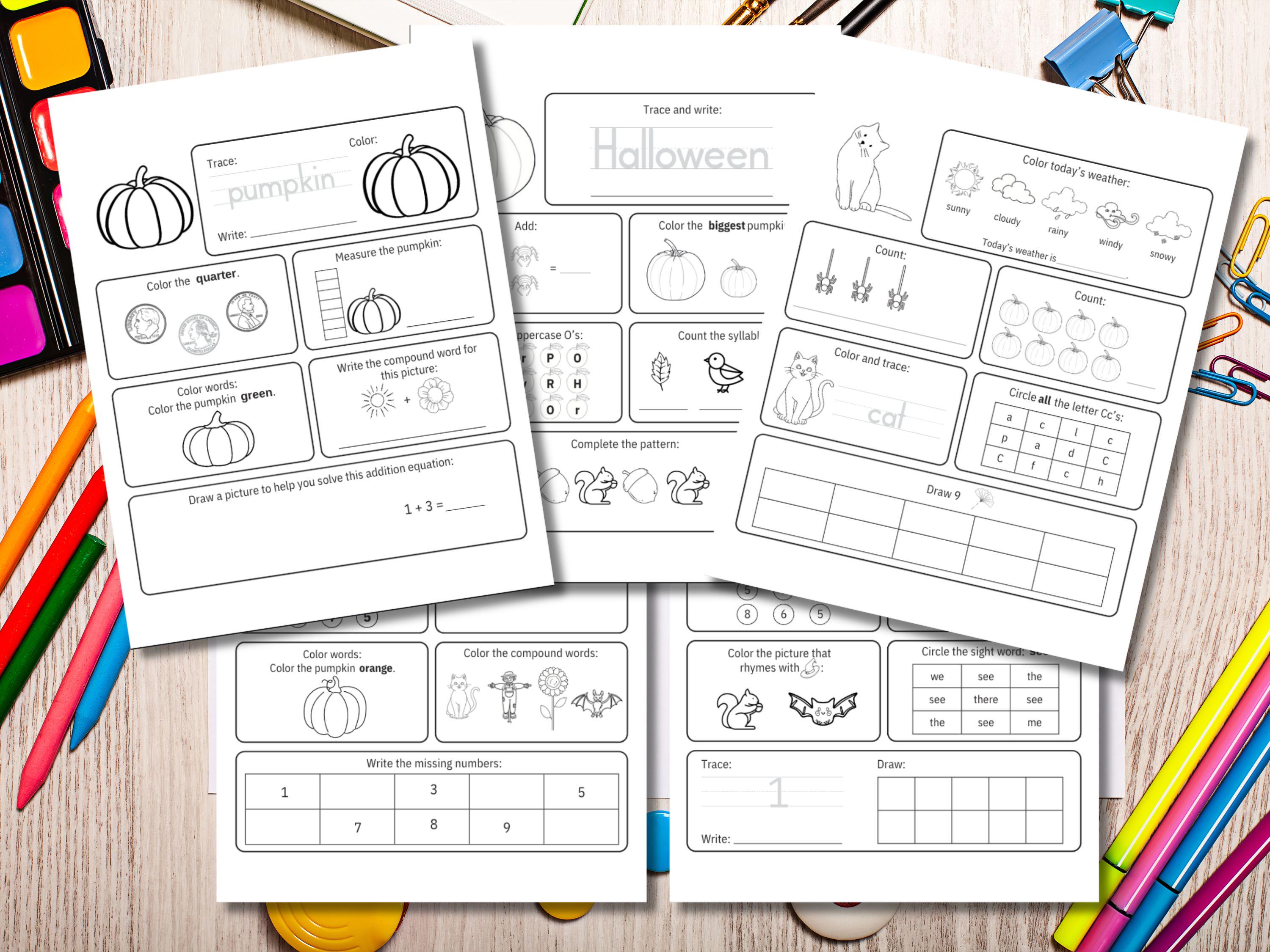 Printable Fall Activity Pages for Kids, Fun Learning Worksheets for ...