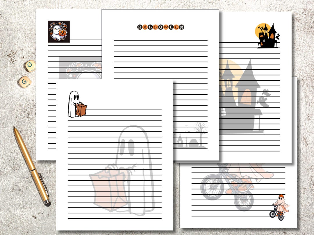 Printable Halloween Notepad Set, Spooky Cute Stationery Sheets, Ghost ...