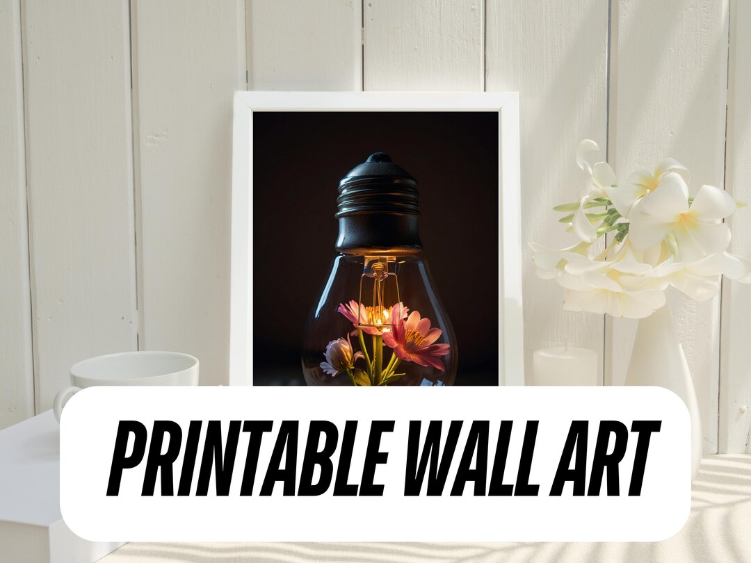 Floral Light Bulb Printable Wall Art - Instant Digital Download ...
