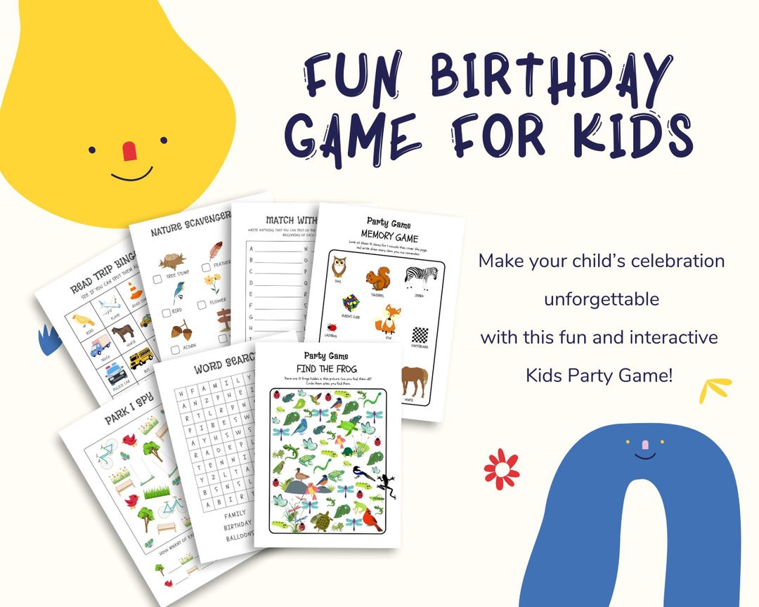 Kids Birthday Party Game Printable, Fun Birthday Game for Kids, Instant ...