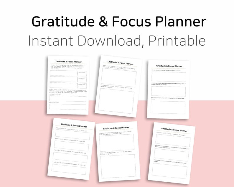 Gratitude and Focus Planner - Printable Goal Setting & Reflection ...